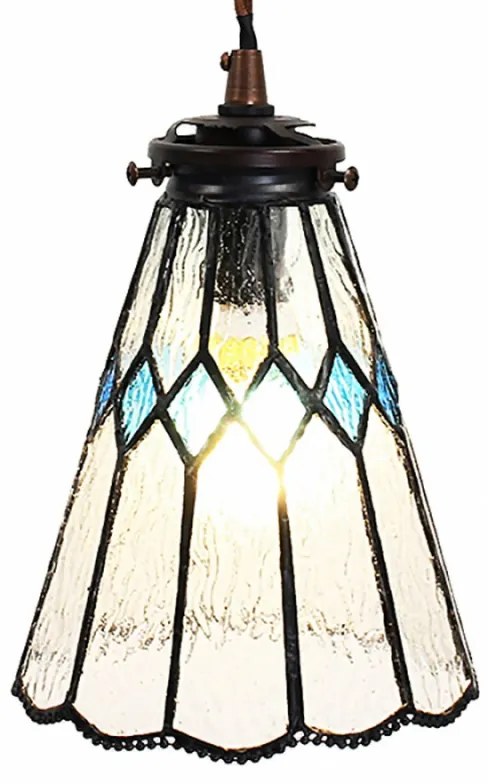 Závěsná Tiffany lampa modré detaily Blue Rock – 15x115 cm