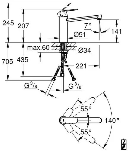 Grohe Eurosmart Cosmopolitan Dřezová baterie 30194000