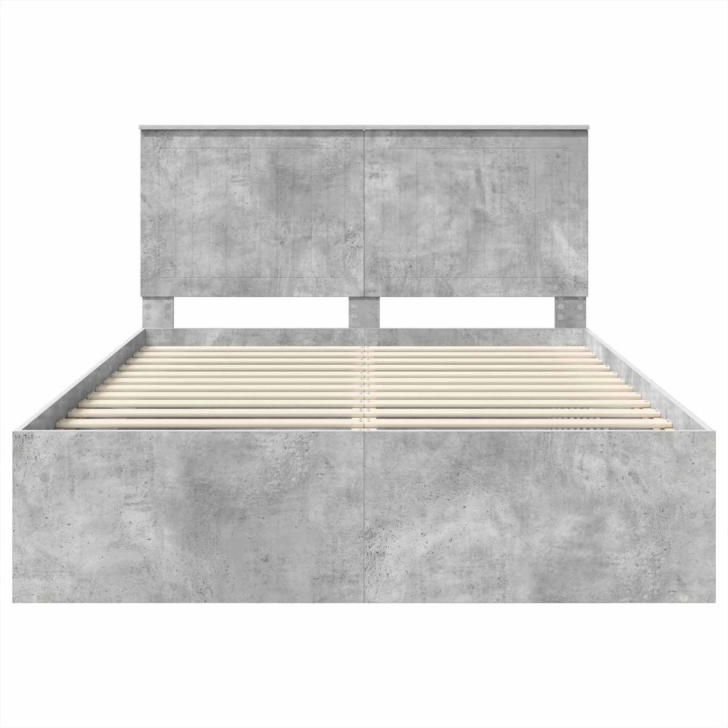 Rám postele s čelo Beton 140 x 190 cm Masivní borové dřevo 3411013