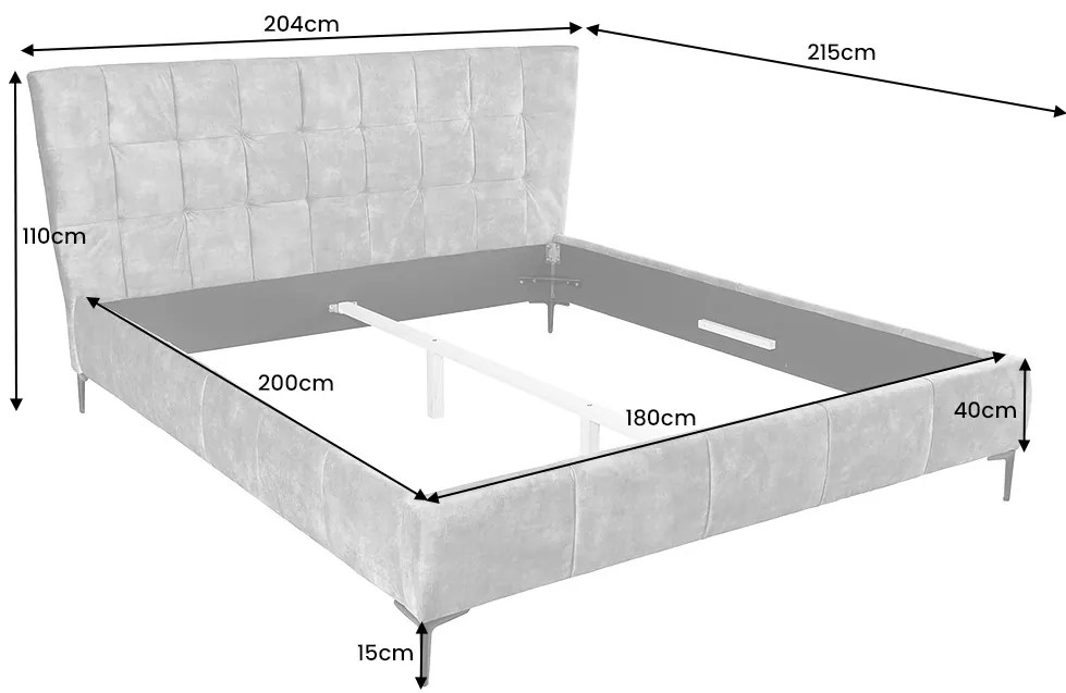 Designová postel Bailey 180 x 200 cm tmavě šedý samet