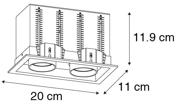 Moderní zapuštěné bodové světlo černé otočné 2-světlo - Roof