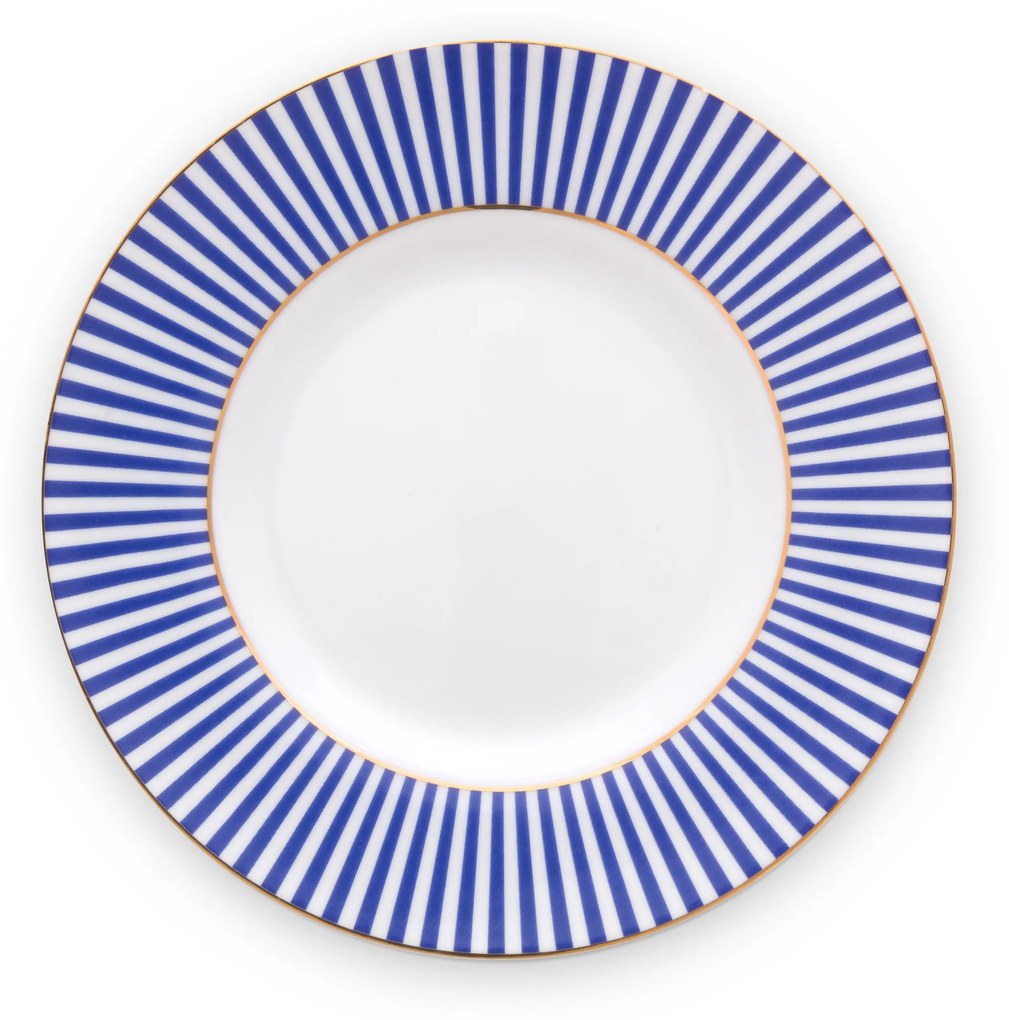 Pip Studio Royal stripes talíř Ø12cm, bílo-modrý (talíř tenkostěnného porcelánu)