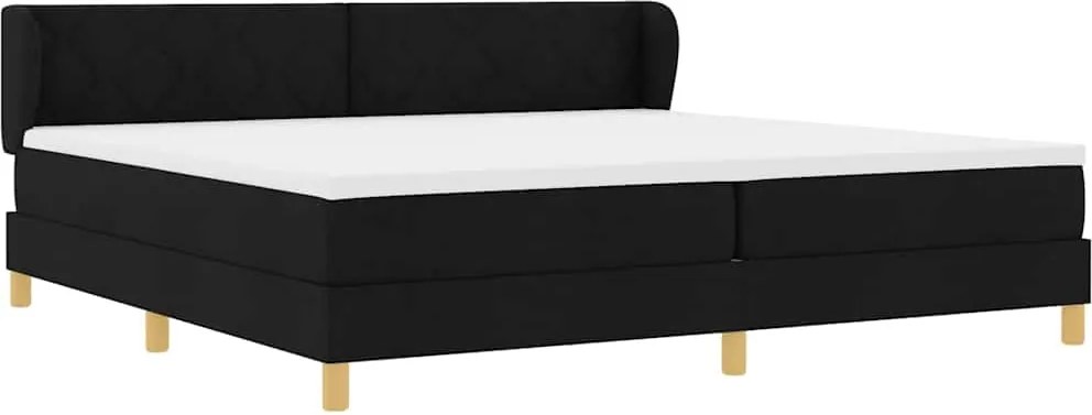 Postel s boxspringem s čelo Černá 200 x 200 cm textil 3340299