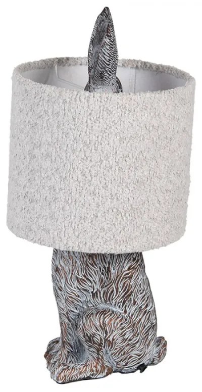 Hnědošedá stolní lampa králík s režným šedým stínidlem Konijn – 20x43 cm