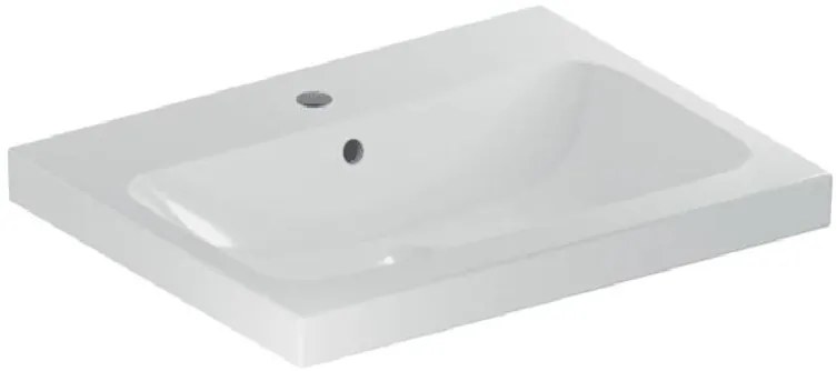 Geberit iCon - Umyvadlo 600x480x160 mm, s přepadem, s otvorem pro baterii, KeraTect, bílá 501.834.00.2