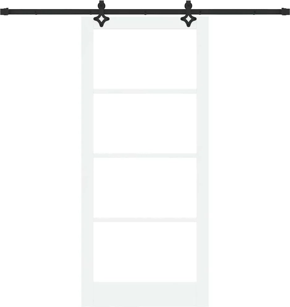 Posuvné dveře Bílá 93 x 211 cm Masivní borové dřevo a sklo 3332318