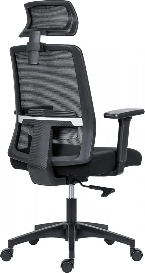 Kancelářská ergonomická židle DELFO — síť / látka, černá