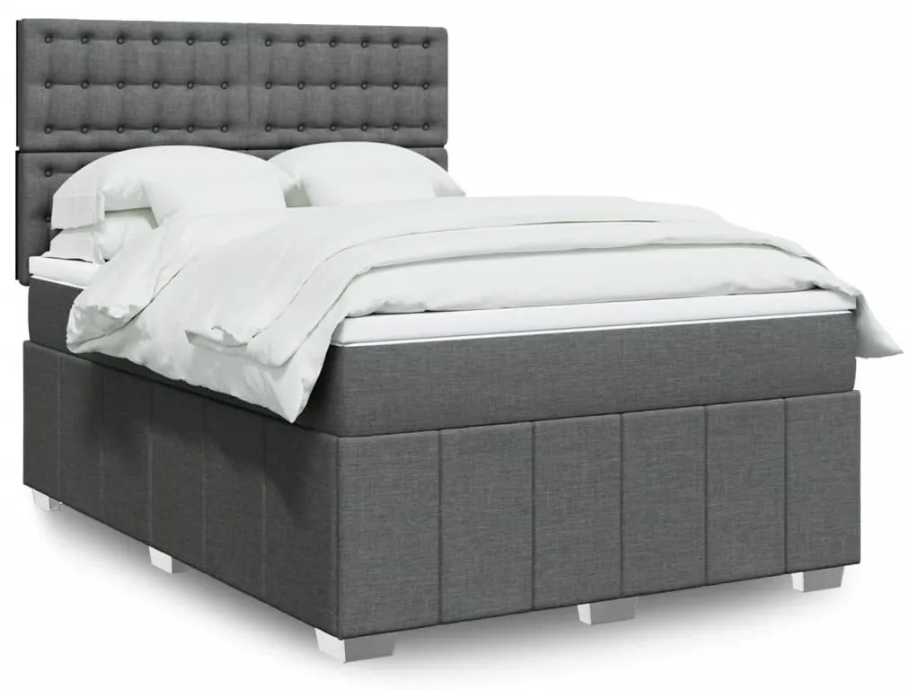 Box spring postel s matrací tmavě šedá 140x200 cm textil