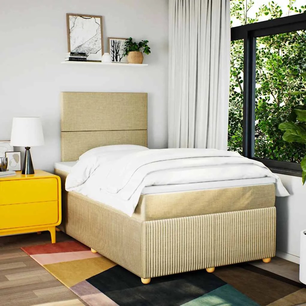 Box spring postel s matrací krémová 120x200 cm textil 3292021