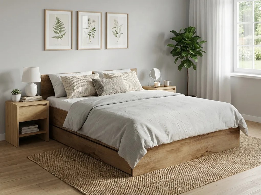 Postel ELISA 140 x 200 cm, dub artisan Matrace: Matrace Coco Maxi 20 cm, Rošt: S lamelovým roštem