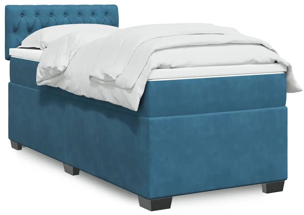 Box spring postel s matrací tmavě modrá 80 x 200 cm samet 3286172