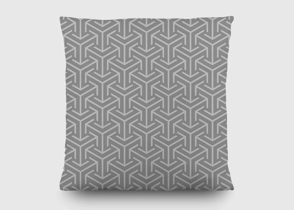 Dekorativní polštářek Geometrický Orientální Ornament na Šedém Pozadí | 45 x 45 cm | DCN3628