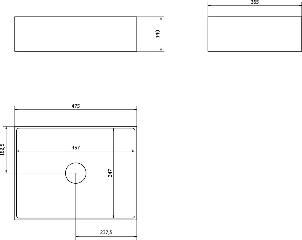 Sapho FORMIGO betonové umyvadlo na desku 47,5 x 36,5 cm šedá FG117
