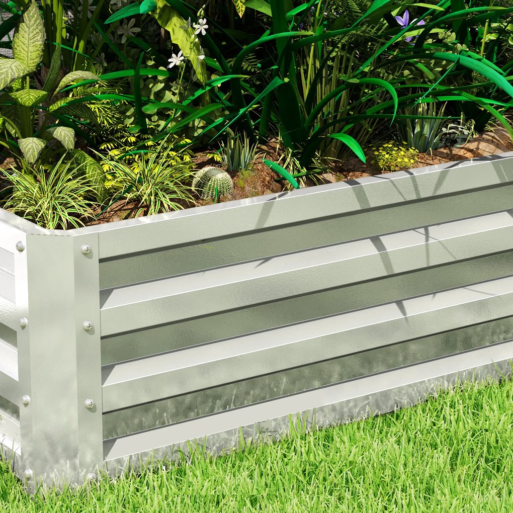 Outsunny Vyvýšený Záhon z Oceli, Studený Rám pro Růst S Otevřeným Dnem, Zahradní Box pro Rostliny 120x60x30,5 cm pro Zahradu, Balkon, Terasu, Rostlin…