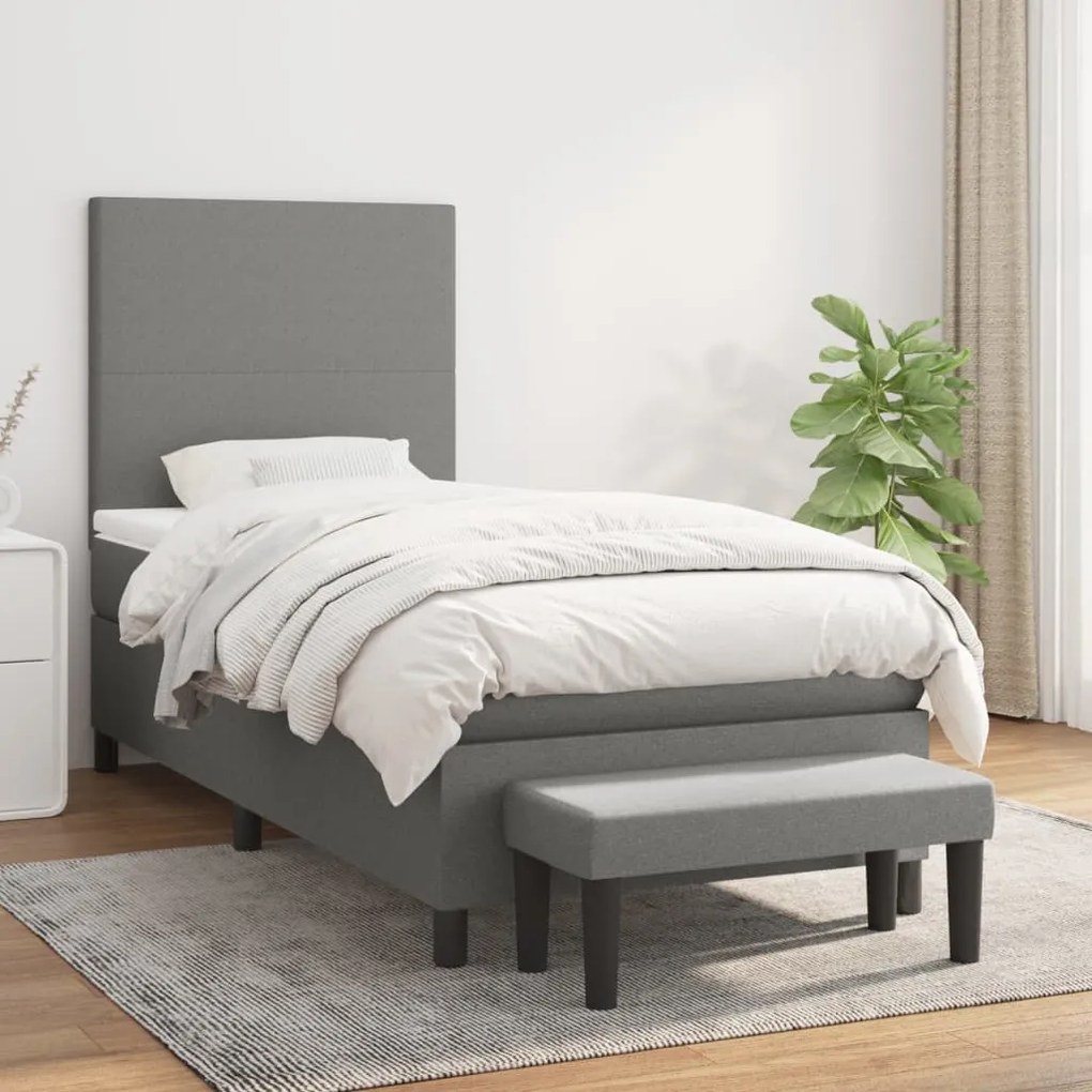 Box spring postel s matrací tmavě šedá 100 x 200 cm textil 3136414