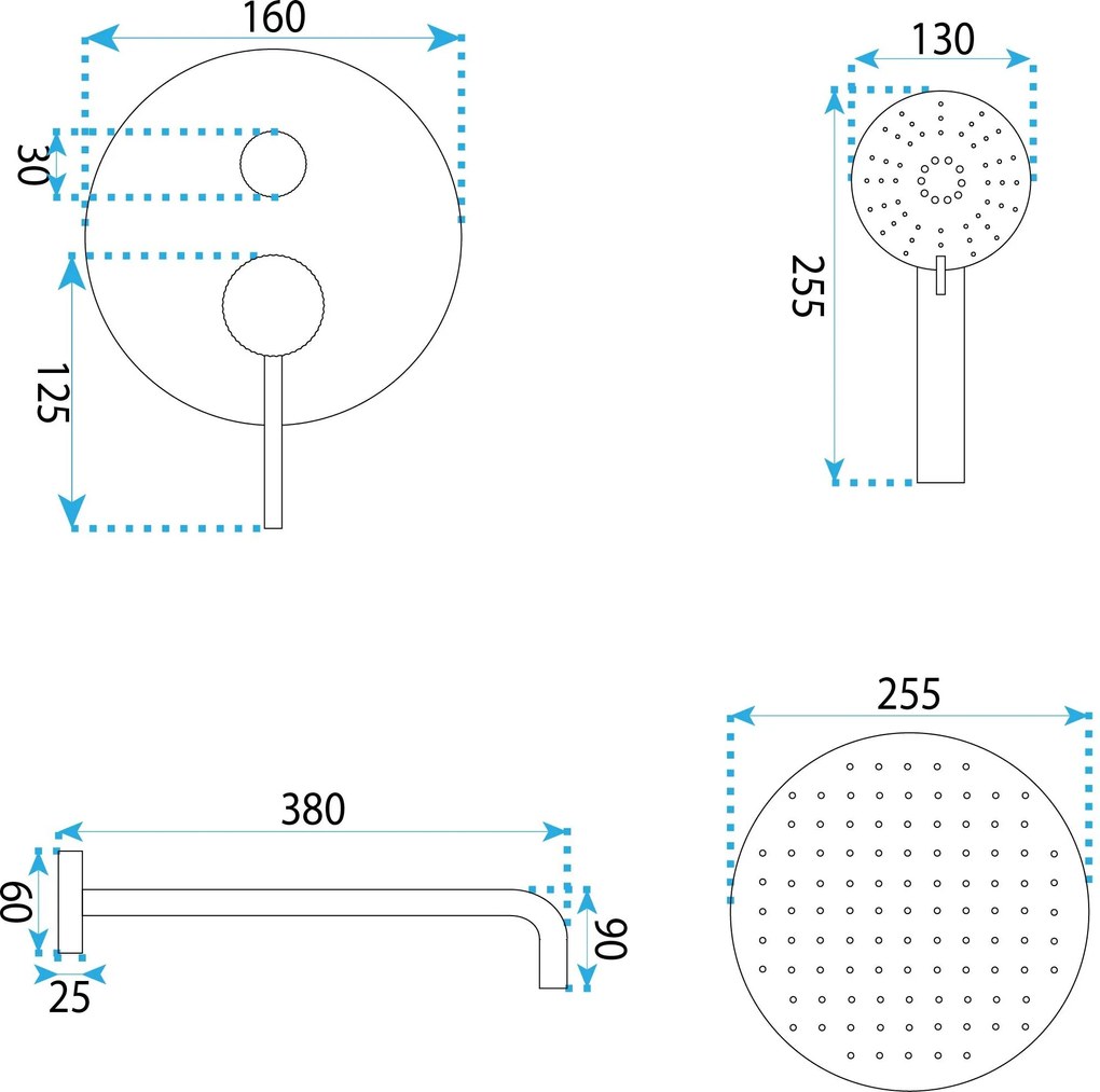 Rea Lungo Stripe, podomítková sprchová souprava + BOX, broušená ocel, REA-P9493