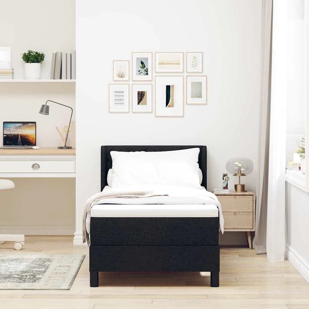 Postel s boxspringem s čelo Černý 200 x 80 cm textil 3341134