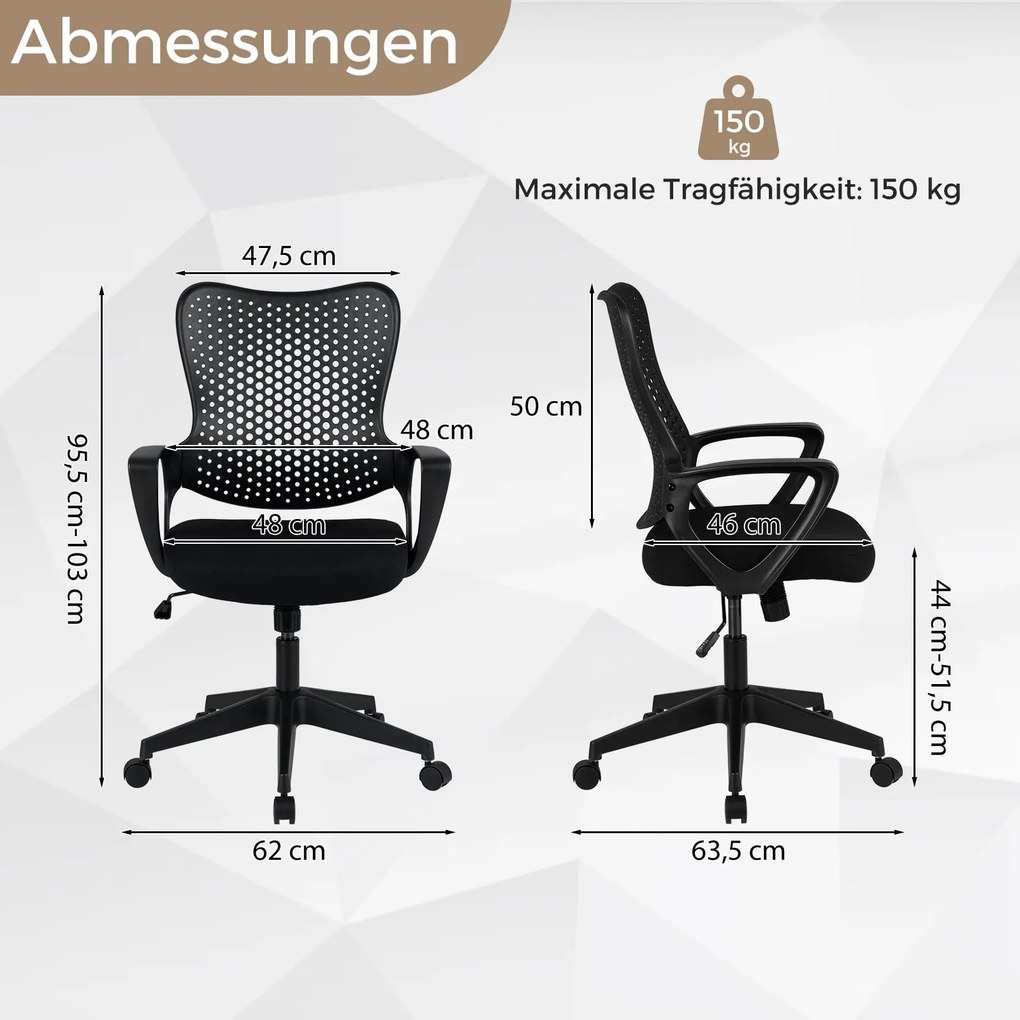 Costway Ergonomická kancelářská židle s prodyšným síťovaným opěradlem, otočná