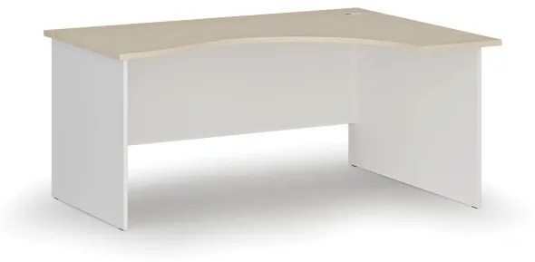 Ergonomický kancelářský pracovní stůl PRIMO WHITE, 1600 x 1200 mm, pravý, bílá/bříza