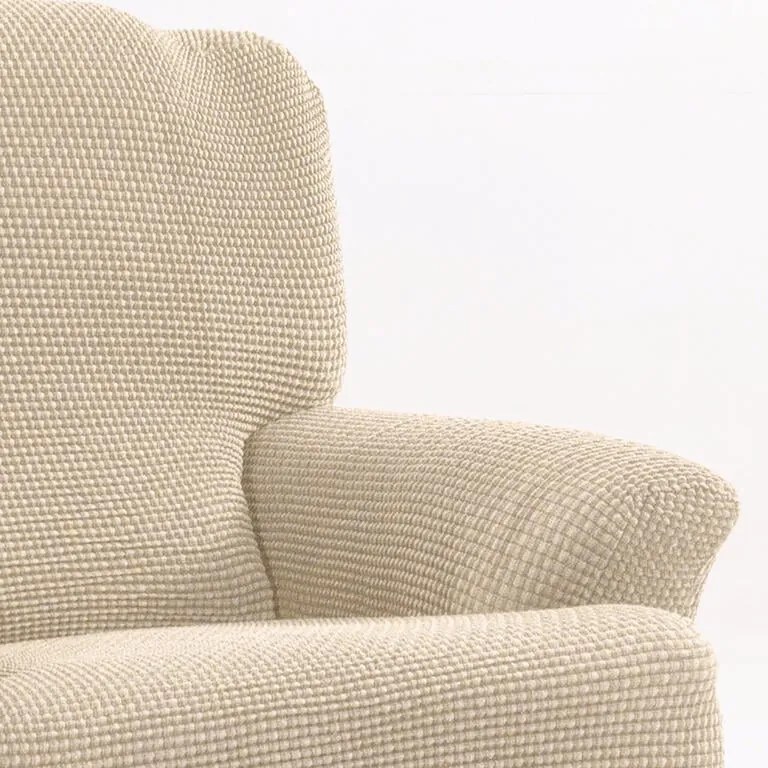 Super strečové potahy NIAGARA smetanová sedačka s otomanem vpravo (š. 200 - 300 cm)