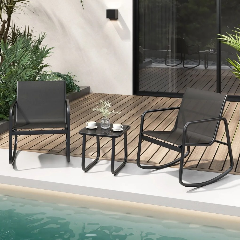 Costway 3-dílný. Garden furniture set s 2 chairs a table a gentle rocking