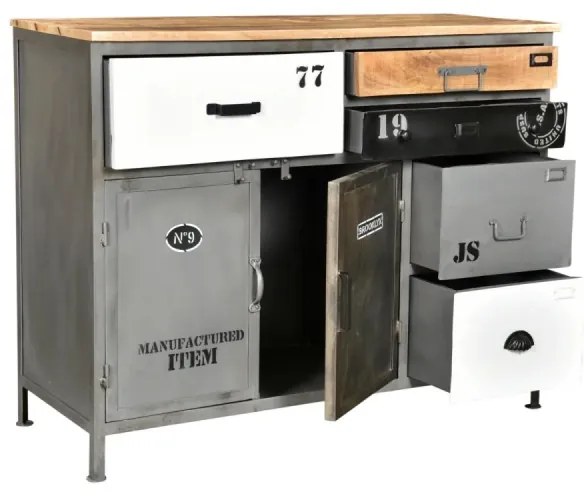 furniture-nabytek.cz - Masivní komoda Pineford z mangového dřeva, lakovaná, vícebarevná – 120×45×96 cm