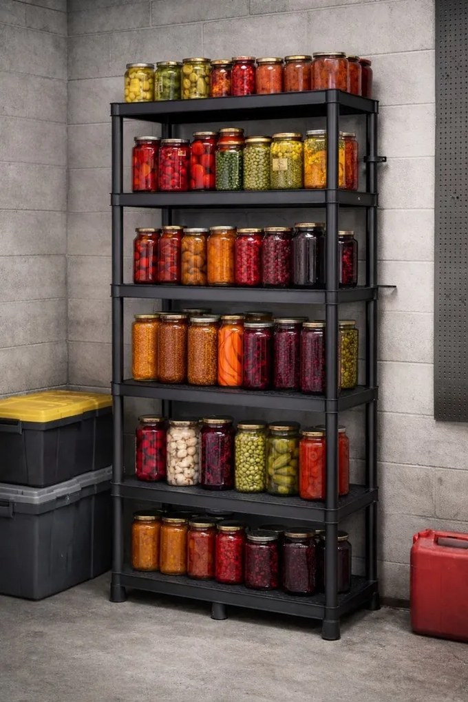 Plastový dílenský regál Stacker 74x172,5 cm černý
