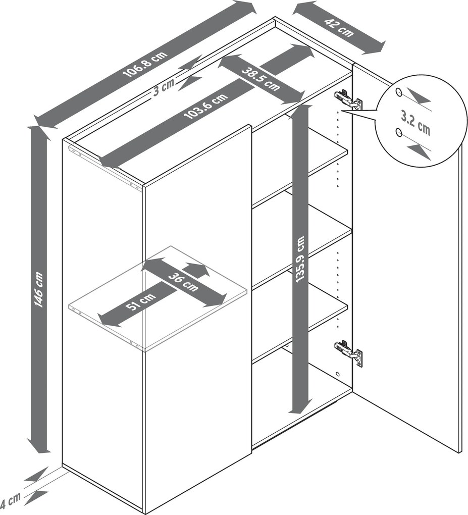 Tchibo - Vysoká skříňka - barva: bílá