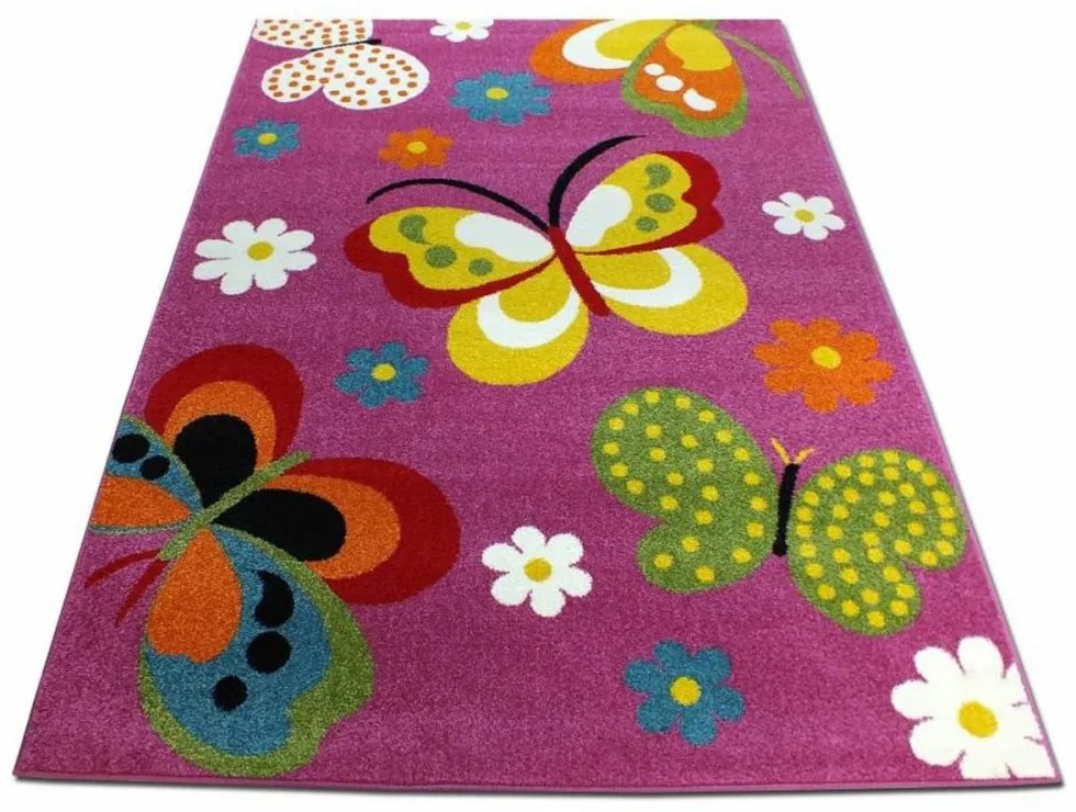 Dětský koberec Motýli tmavě růžový, Velikosti 160x220cm