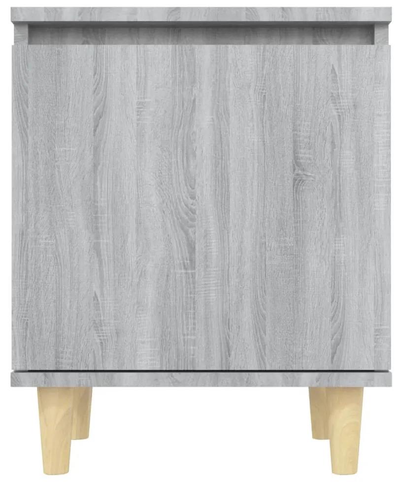 Noční stolek masivní dřevěné nohy šedý sonoma 40 x 30 x 50 cm - Default Title