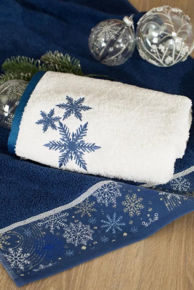 Bavlněný modrý ručník s vánoční výšivkou Šírka: 50 cm | Dĺžka: 90 cm