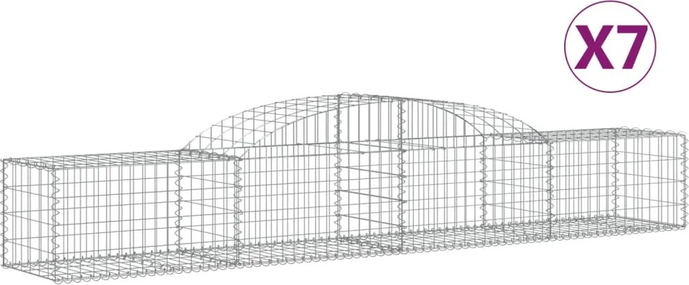 Klenuté gabionové koše 7 ks 300x50x40/60 cm pozinkované železo 3146652