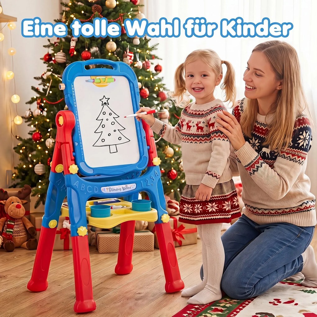 Costway 4-in-1 Dětská tabule Výškově nastavitelná Oboustranný dětský stojan