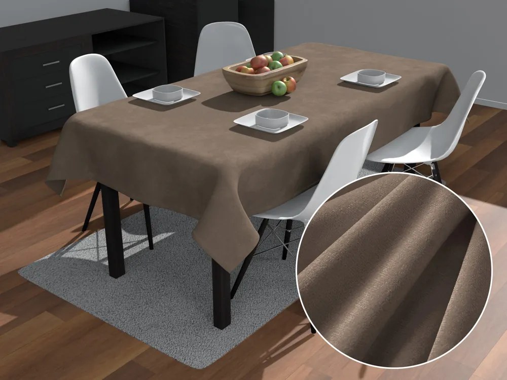 Biante Sametový obdélníkový ubrus Velvet Premium SVP-005 Světle hnědý 140x200 cm