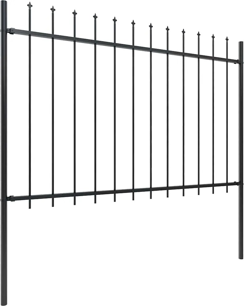 Zahradní plot s kopím nahoře ocelový 337 x 120 cm černý 277621