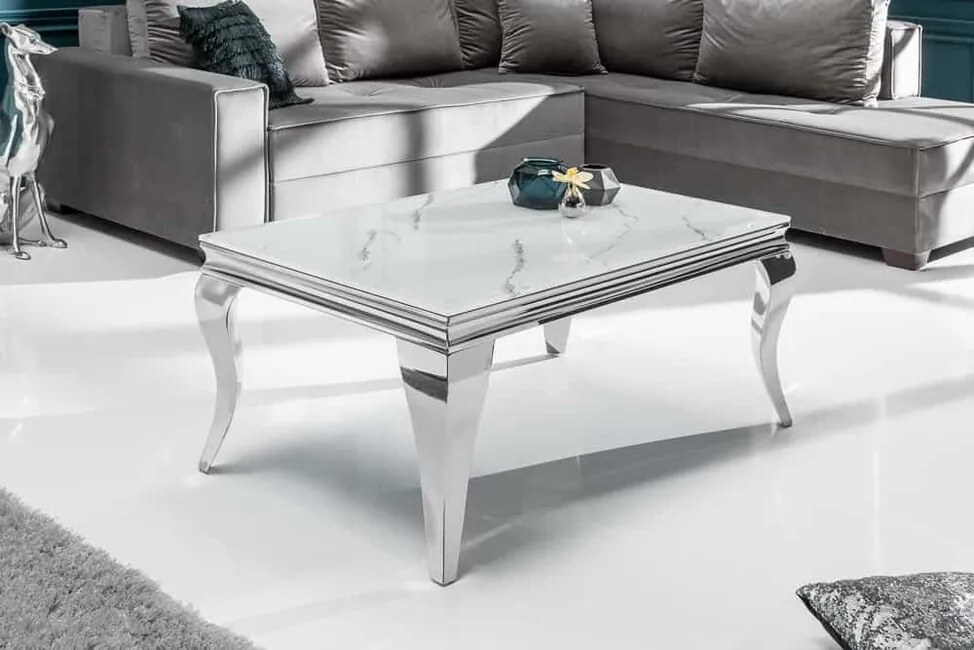 Skleněný konferenční stolek Barock Marble 100cm