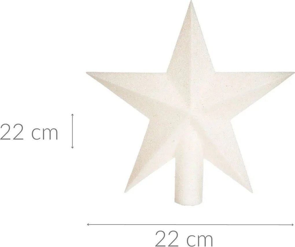 Hvězda na vánoční stromeček, 22 cm, bílá