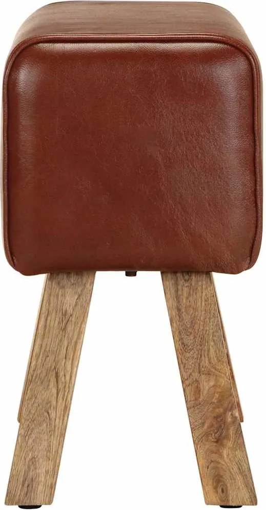 Lavice gymnastický kůň 58 cm hnědá pravá kůže a mangovník 320784