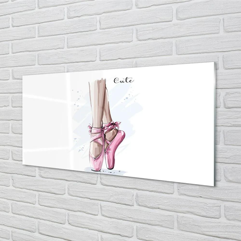 Obraz na skle růžové baletní boty 100x50 cm
