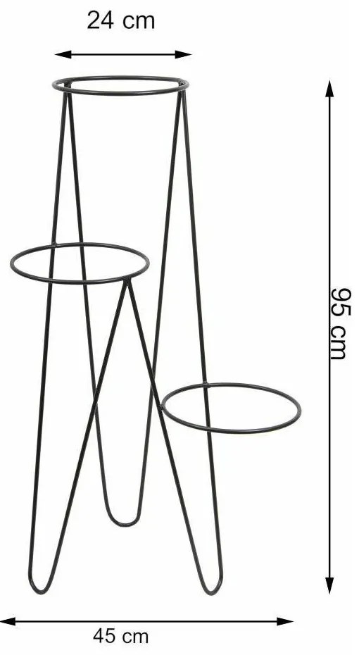 STOJAN NA KVĚTINÁČ TRIPOD 95X45X24 CM ČERNÁ