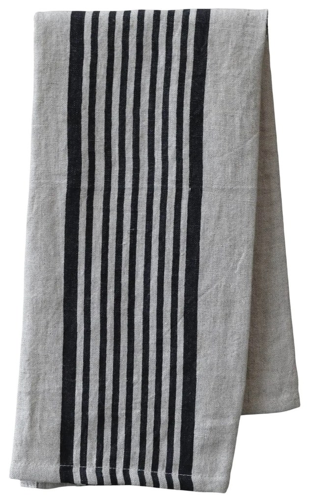 Éternel Bavlněná utěrka Stripes Black 70×50 cm, béžová barva, šedá barva, černá barva, textil