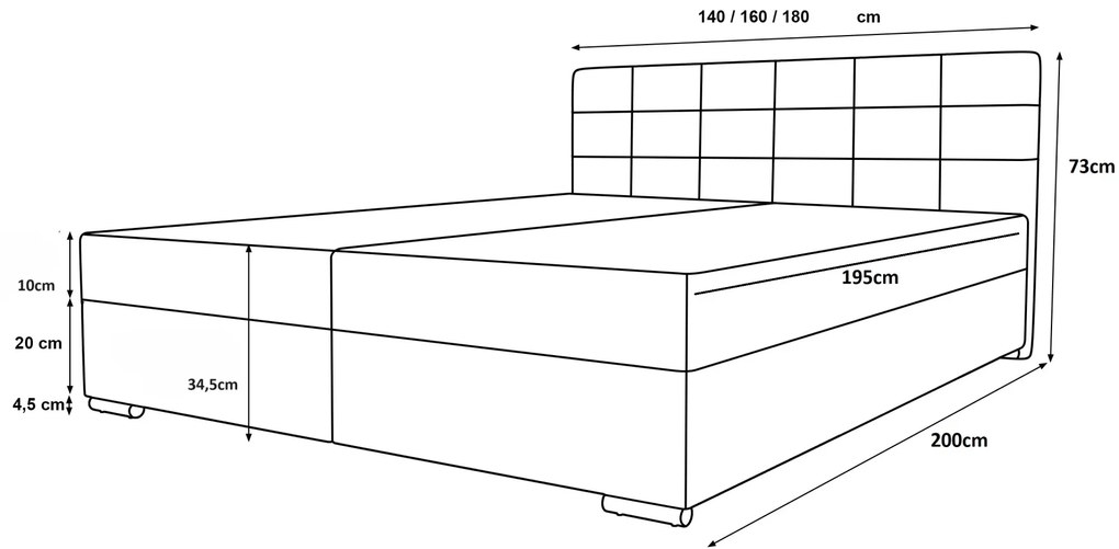 Boxspringová postel 180x200 ROSIE 1 - ecru