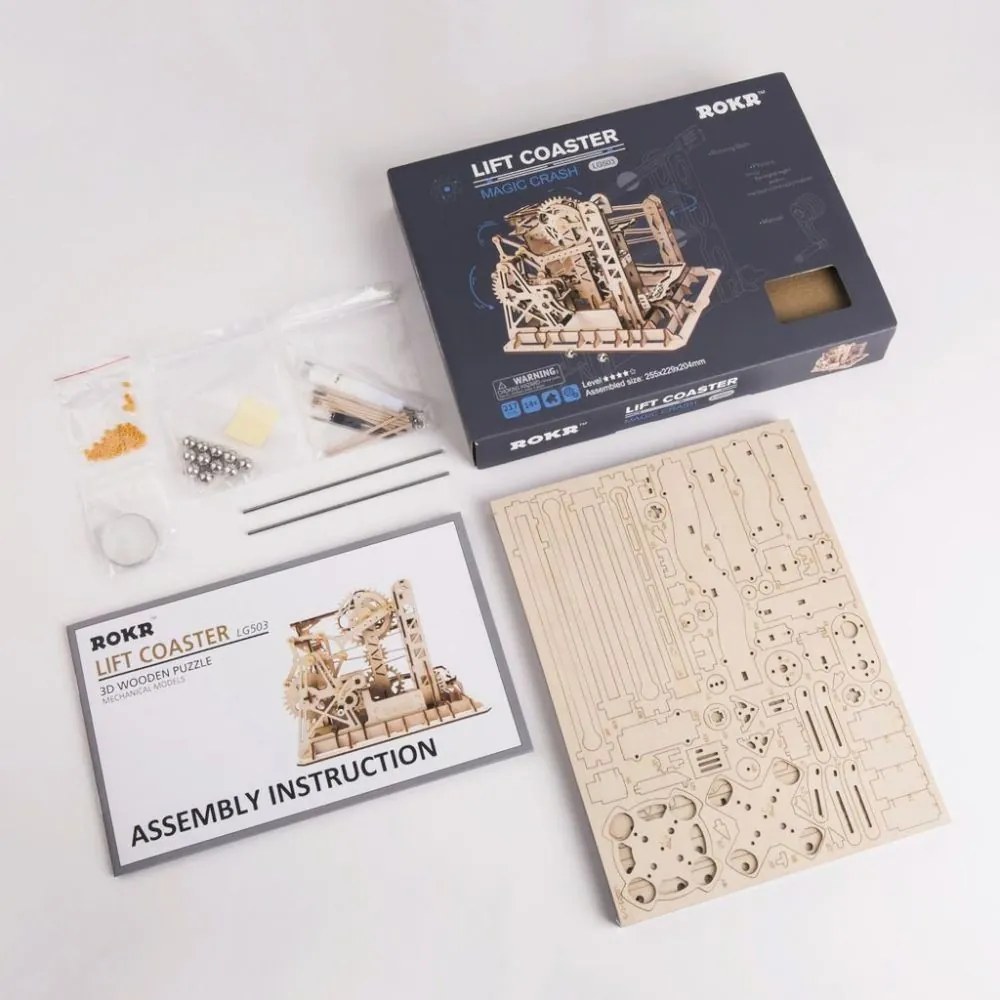 Robotime 3D dřevěné mechanické puzzle Kuličková dráha Marble Explorer 260 ks