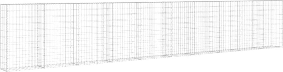 Gabionová zeď s víky z pozinkované oceli 600 x 30 x 100 cm 143584