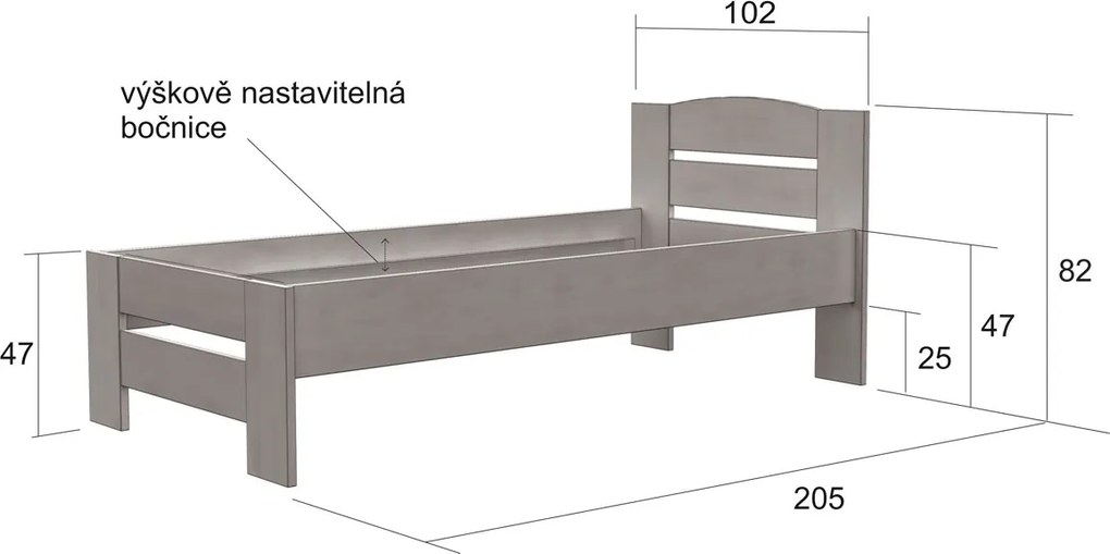 Laminová postel CAROL 90×200 (na výběr více variant)