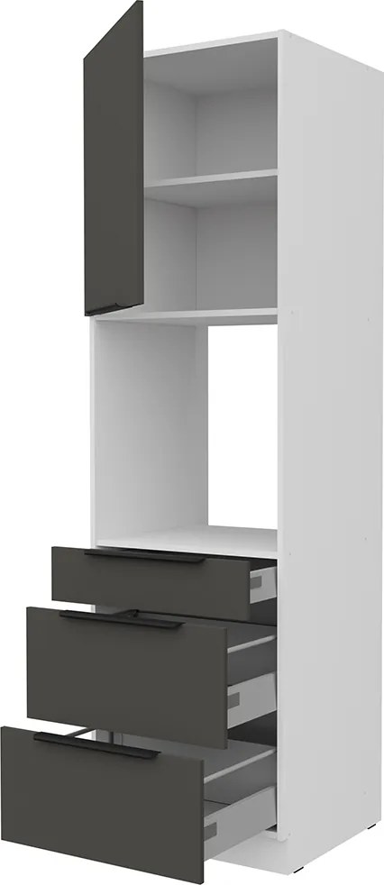 ARIA po | vysoká skříňka 60 DPS-210 3S1F na vestavnou troubu | PREMIUM BOX | 60 cm | ANTI FINGERPRINT povrch | bílá/šedá grafit
