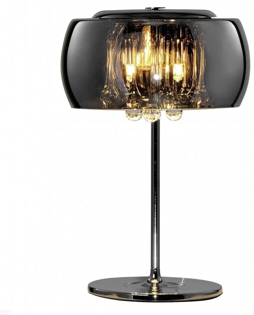 Trio Leuchten 511210306 Vapore, stolní lampa v kombinaci hnědého skla a čirých závěsů, 3x42W G9, výška 43cm