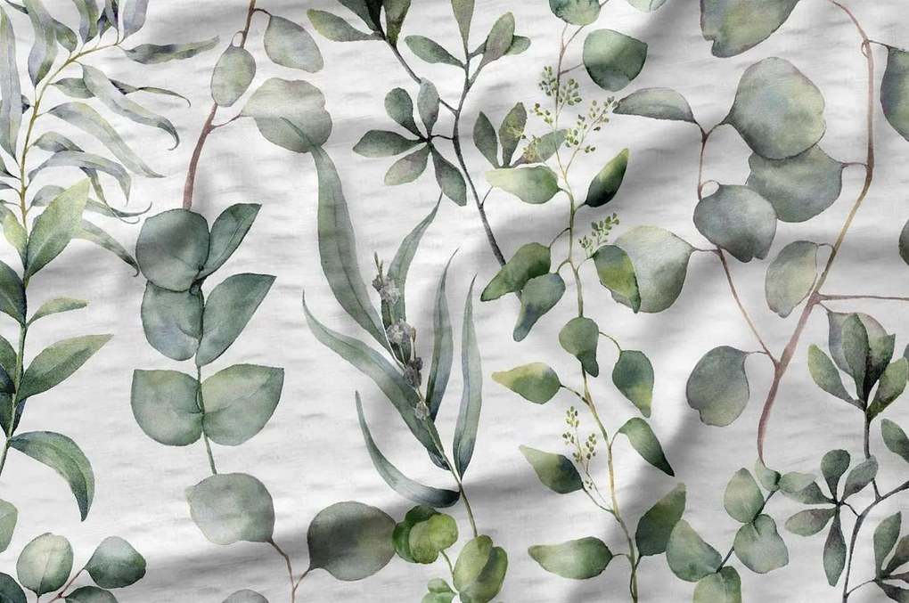 Krepové povlečení Listy eukalyptu Velikost: 140 x 220 + 70 x 90