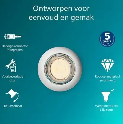 Philips Peridot Rec Kit Rd nikl / Zapuštěné svítidlo / kulaté / GU10 /