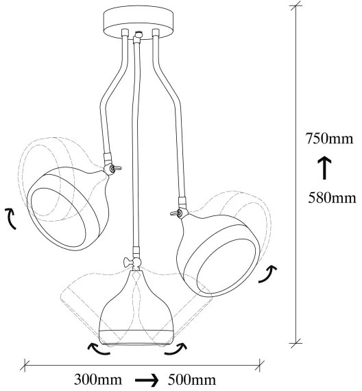 Lustr na tyči YILDO 3xE27/40W/230V černá/měděná